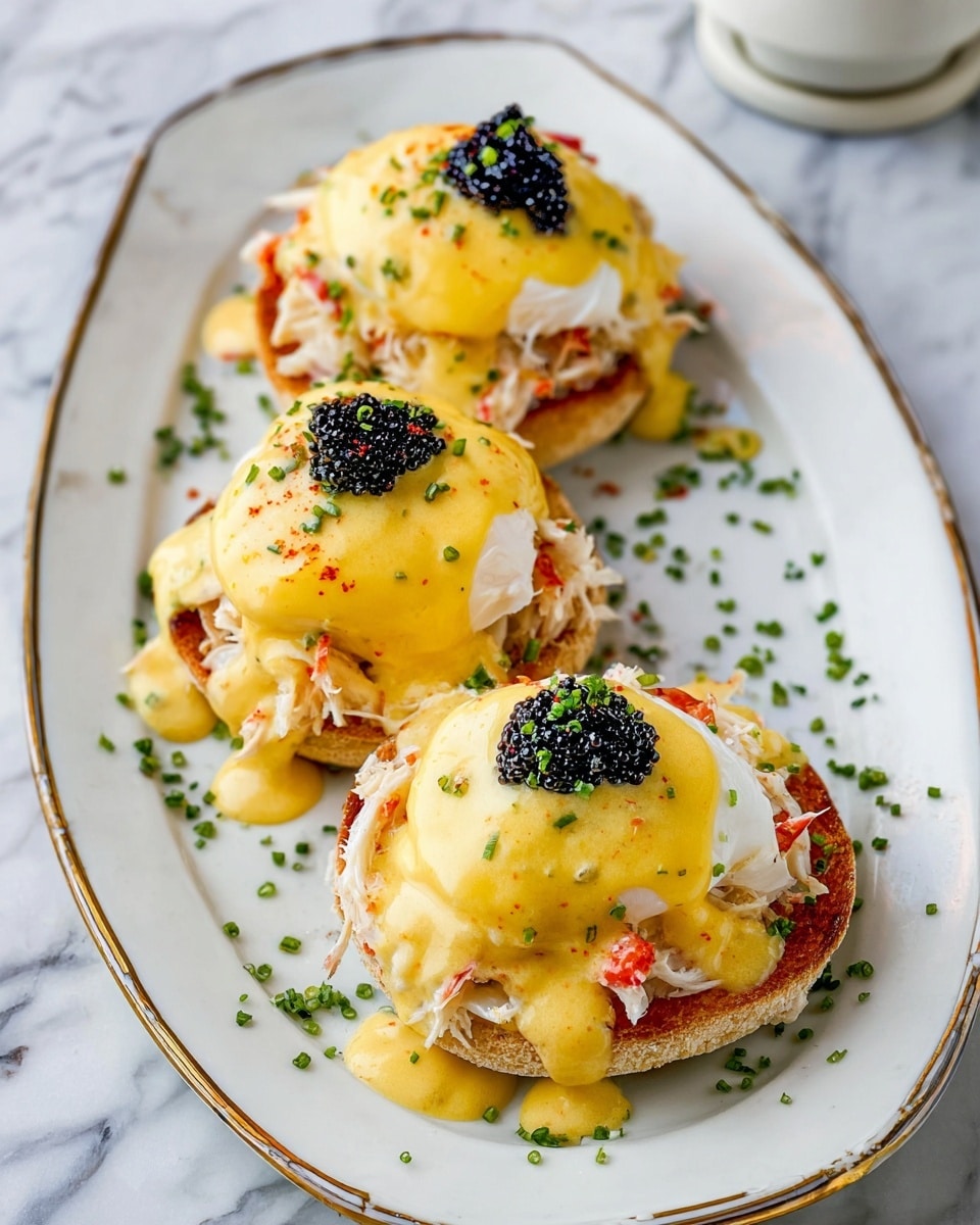 Crab Eggs Benedict with Caviar - Elegant Seafood Brunch