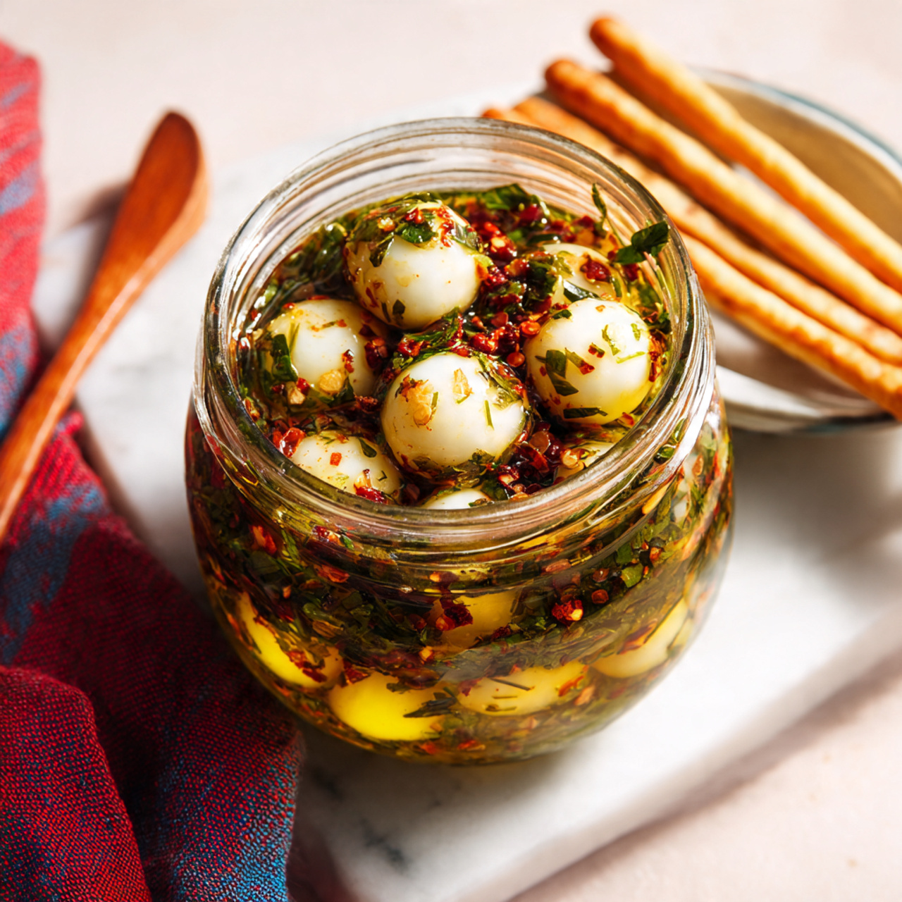 Marinated Mozzarella Balls with Fresh Herbs and Garlic – Delicious ...