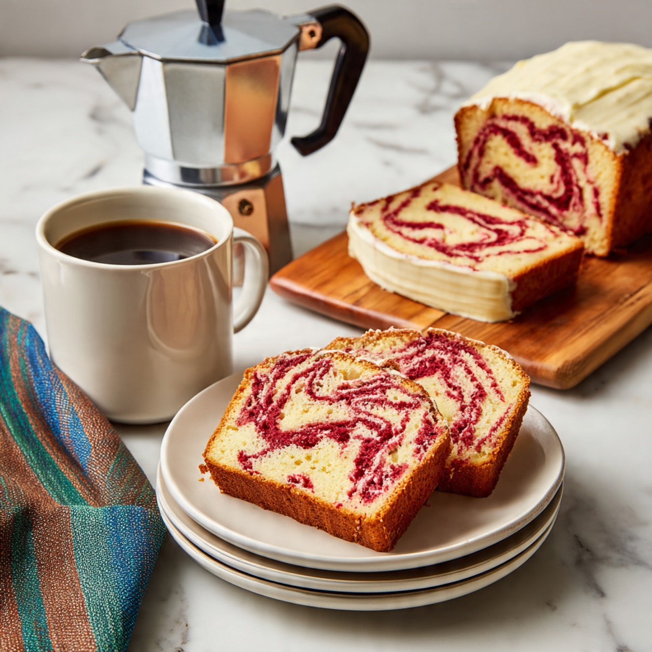 Red Velvet Marble Loaf with Cream Cheese Frosting | Delicious & Stunning