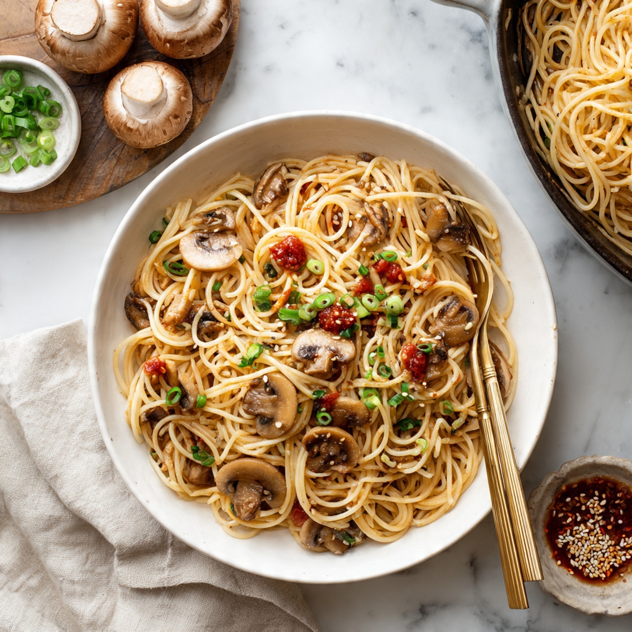 Miso Butter Pasta with Shiitake Mushrooms and Scallions | Flavorful & Easy