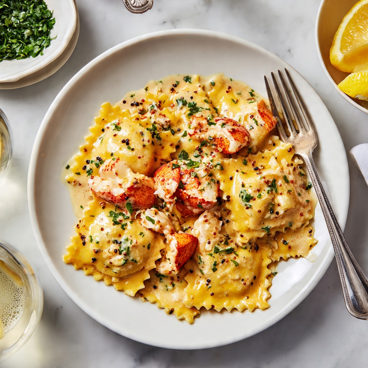 Lobster Ravioli in Creamy Garlic Oregano Sauce - Elegant Seafood Pasta
